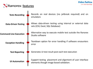 Ranorex Studio - Introduction, Features & Limitations - Mobile Test ...