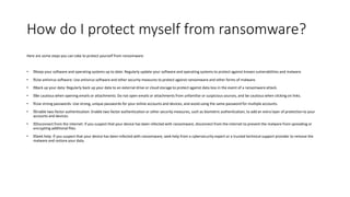 RANSOMWARE.pptx | Information and Network Security | Computing