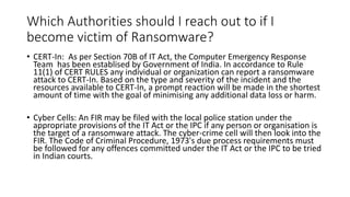 RANSOMWARE.pptx | Information and Network Security | Computing