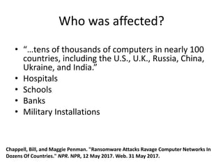 Ransomware attacks ravage computer networks in dozens of | PPTX