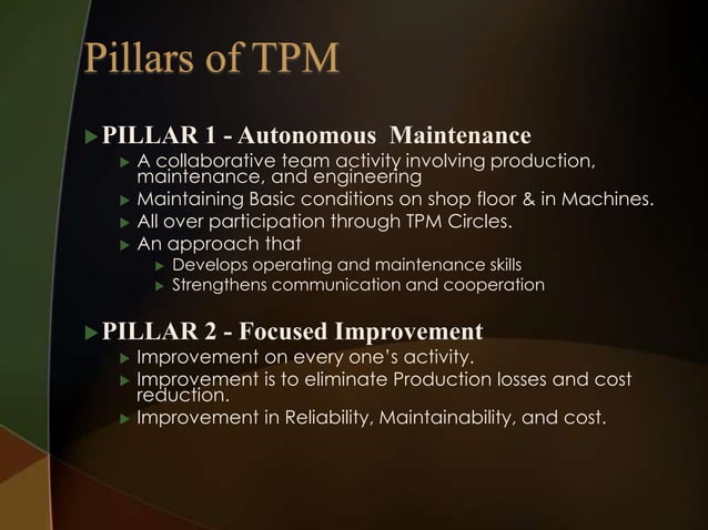 Total productive maintenance (tpm) | PPTX | Business | Business and Finance