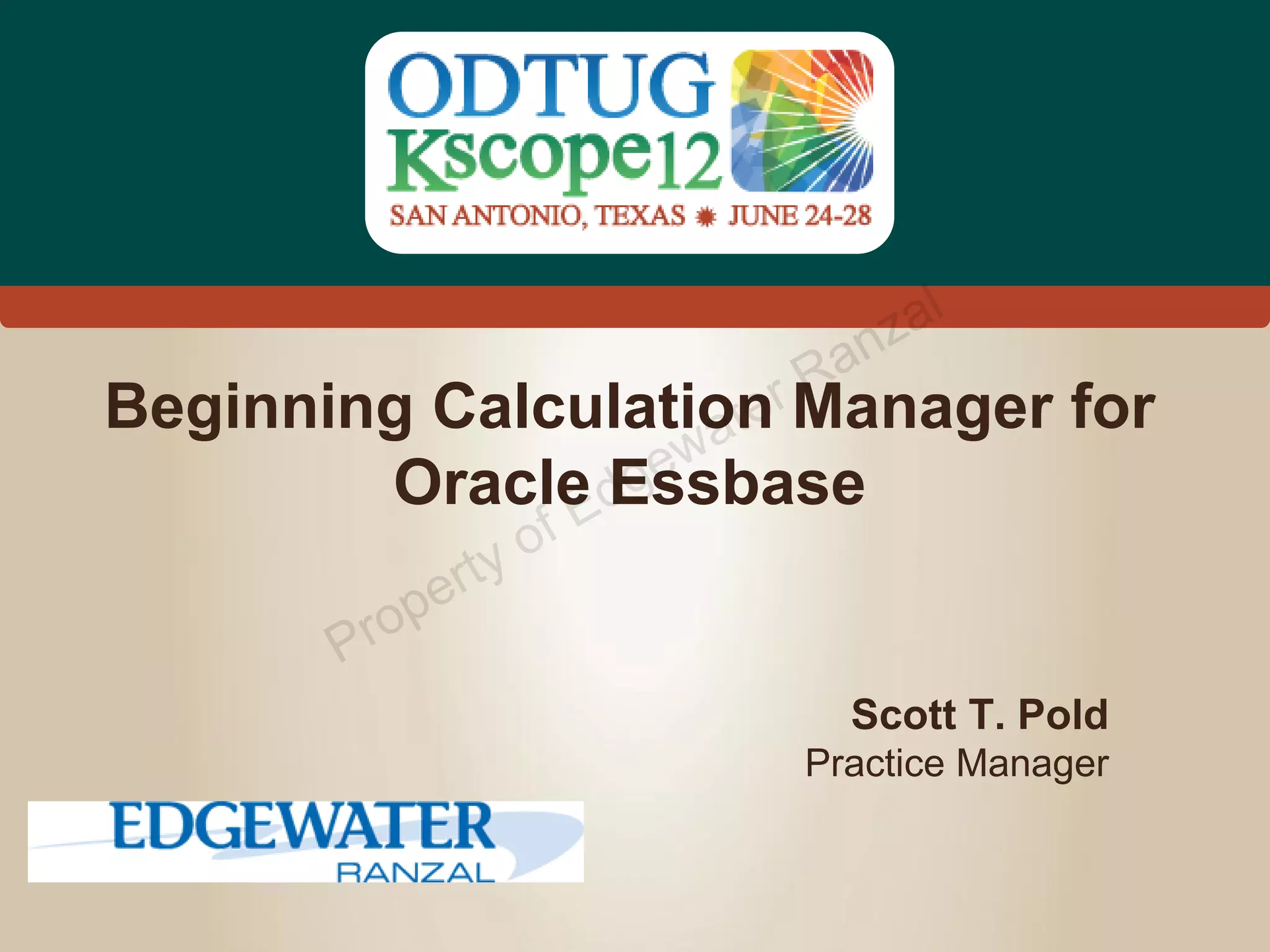 Beginning Calculation Manager for Essbase and Hyperion Planning | PDF