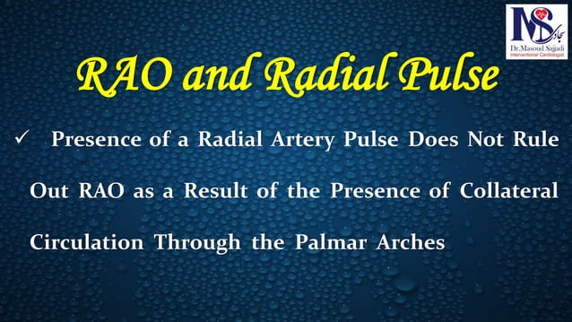 Radial Artery Occlusion ( RAO ) | PPT