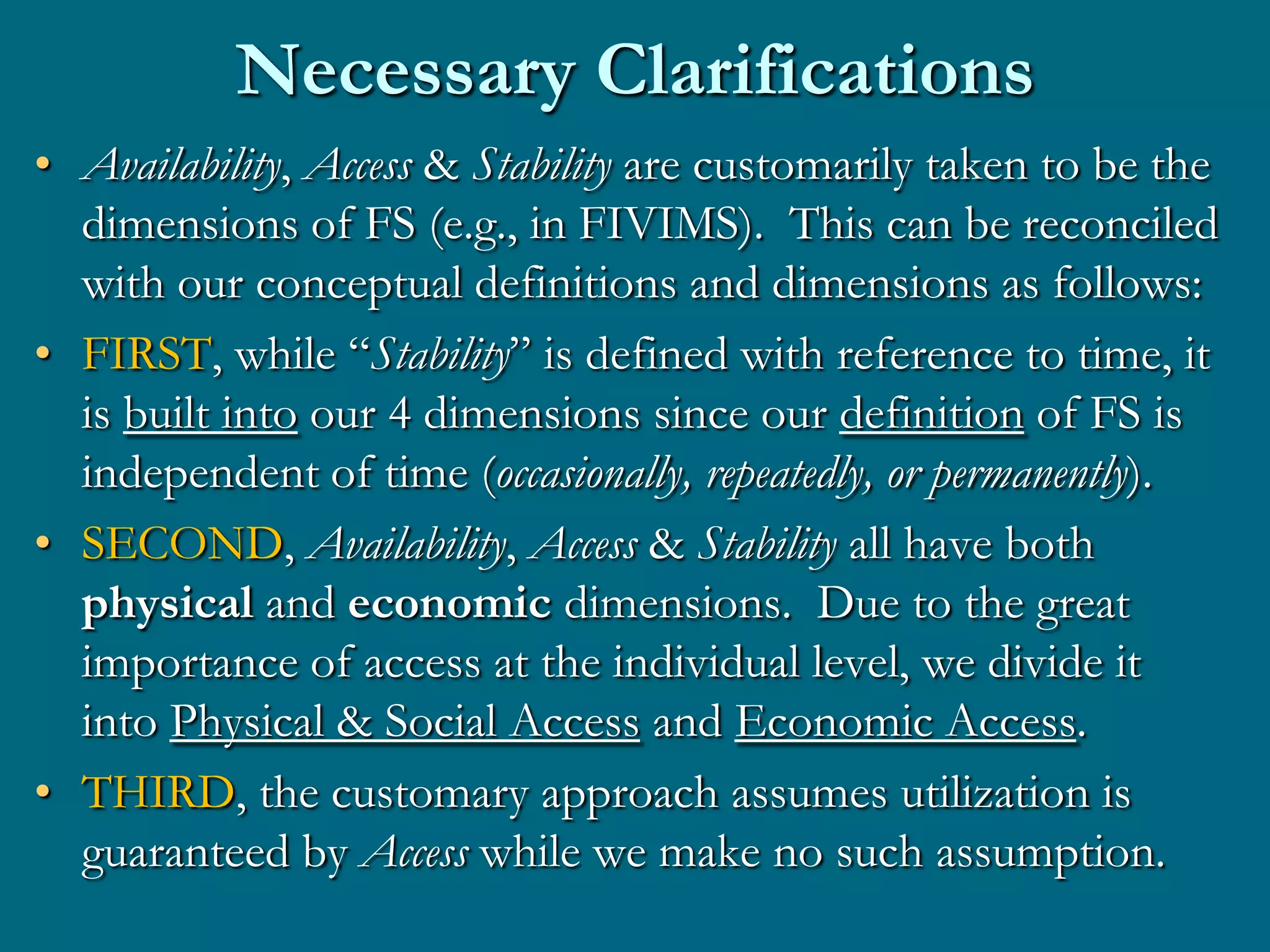 Rao 1a the basic concept and dimensions of food security | PPTX