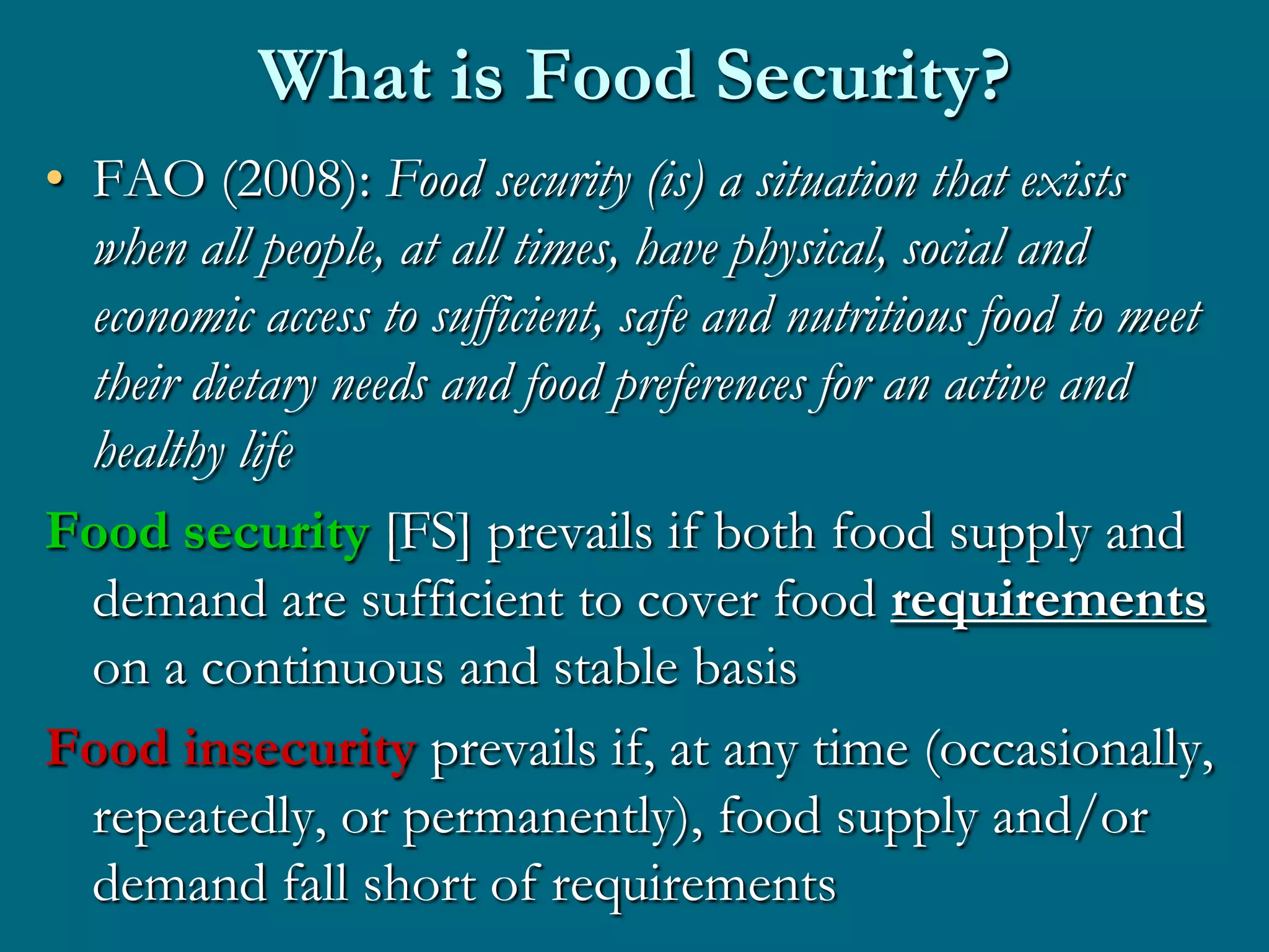 Rao 1a the basic concept and dimensions of food security | PPTX