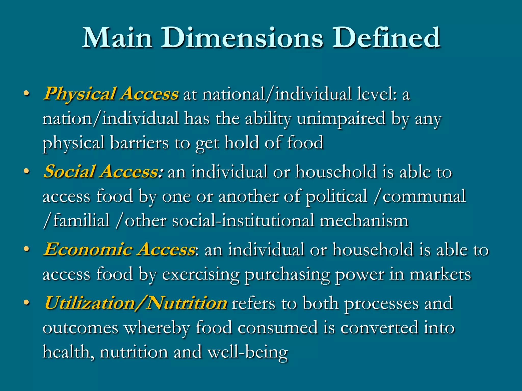 Rao 1a the basic concept and dimensions of food security | PPTX