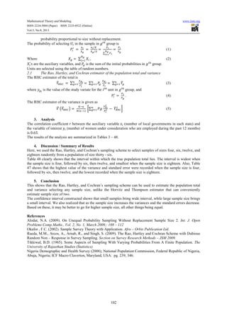Rao, hartley, and cochran’s sampling scheme application | PDF