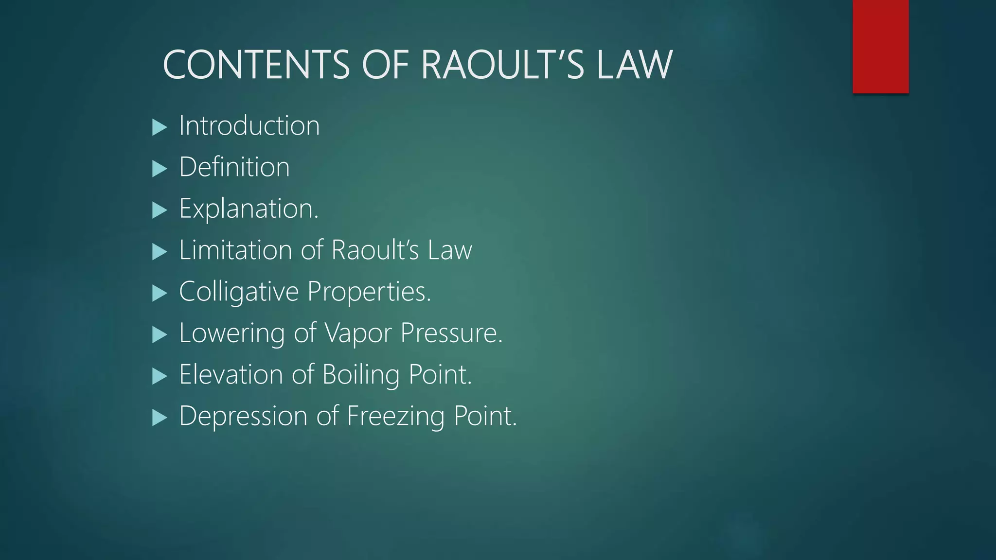 RAOULT'S LAW ( Physical & Analytical Chemistry) | PPTX