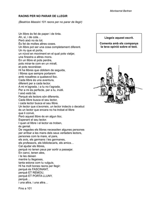 Raons per no parar de llegir | PDF
