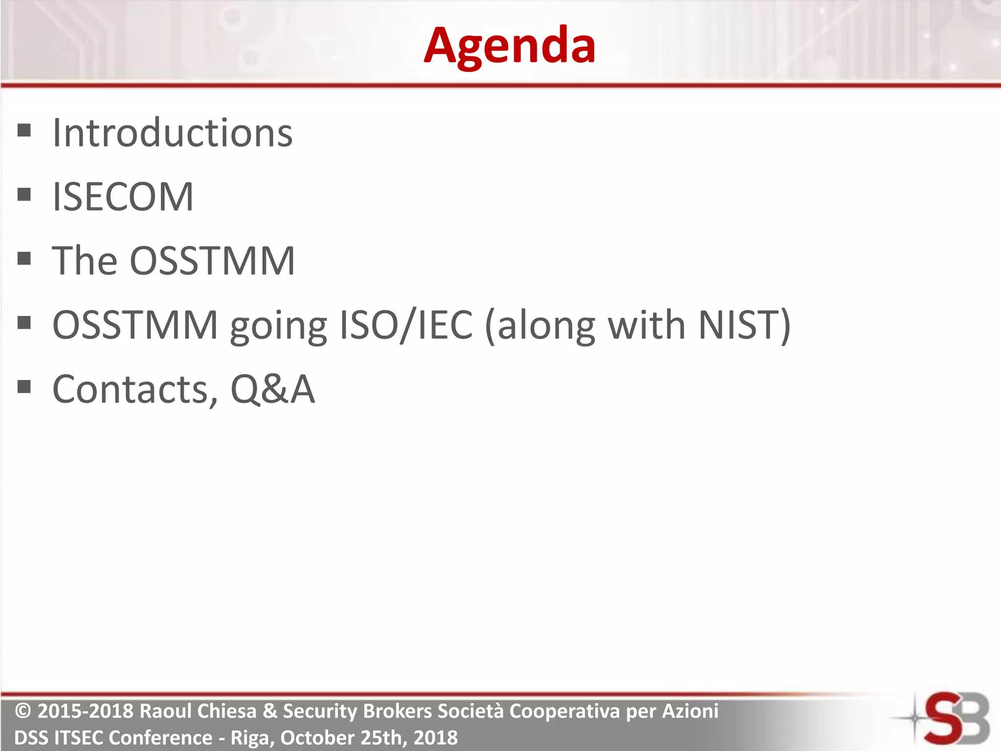 Proactive security: The Opensource Security Testing Methodology Manual ...