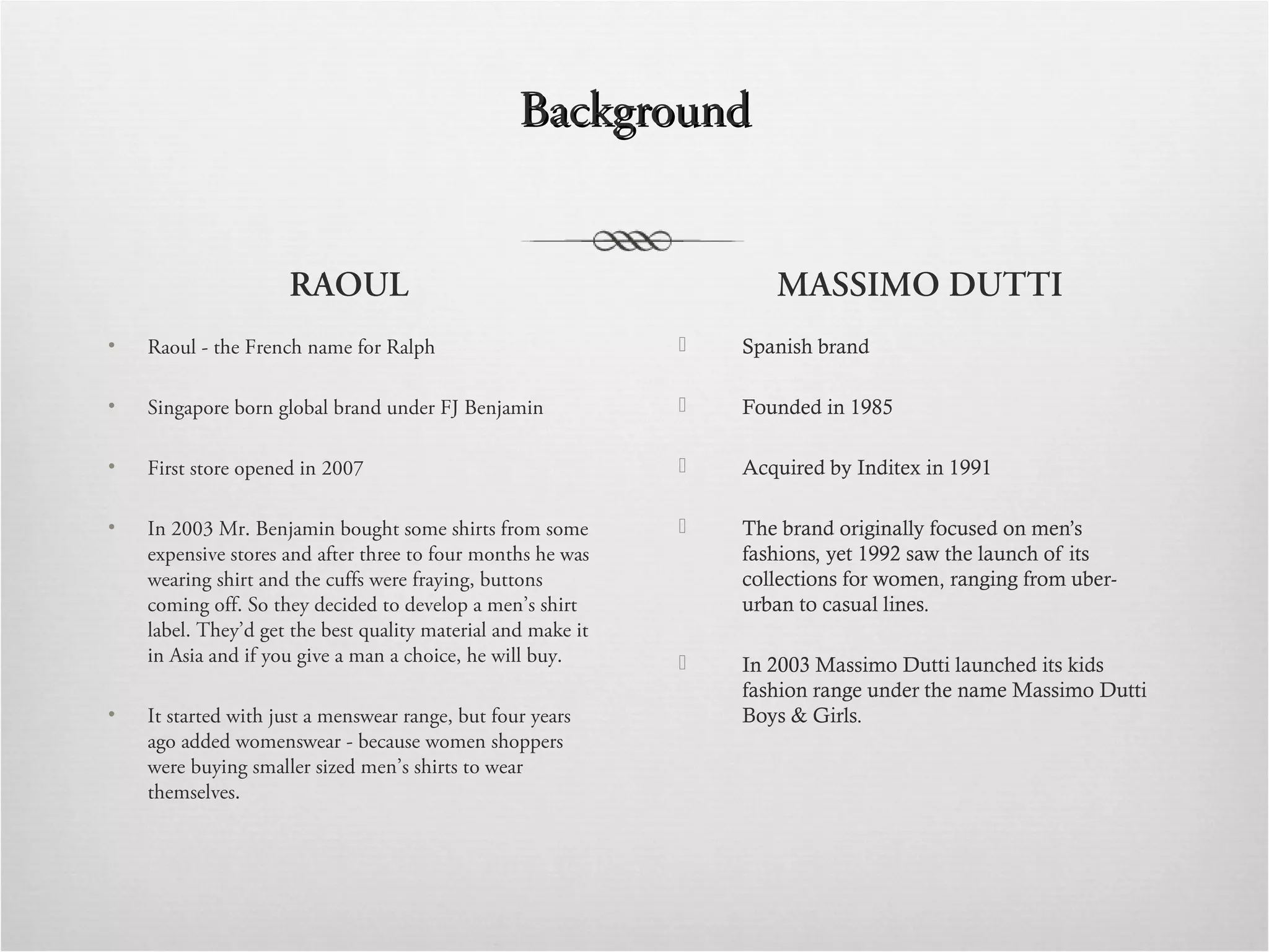 Raoul & Massimo Dutti Brand Comparison and Analysis Report | PPT