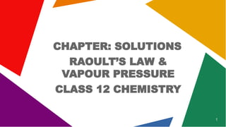 RAOULT'S LAW AND VAPOUR PRESSURE, CLASS 12 CHEMISTRY | PPTX