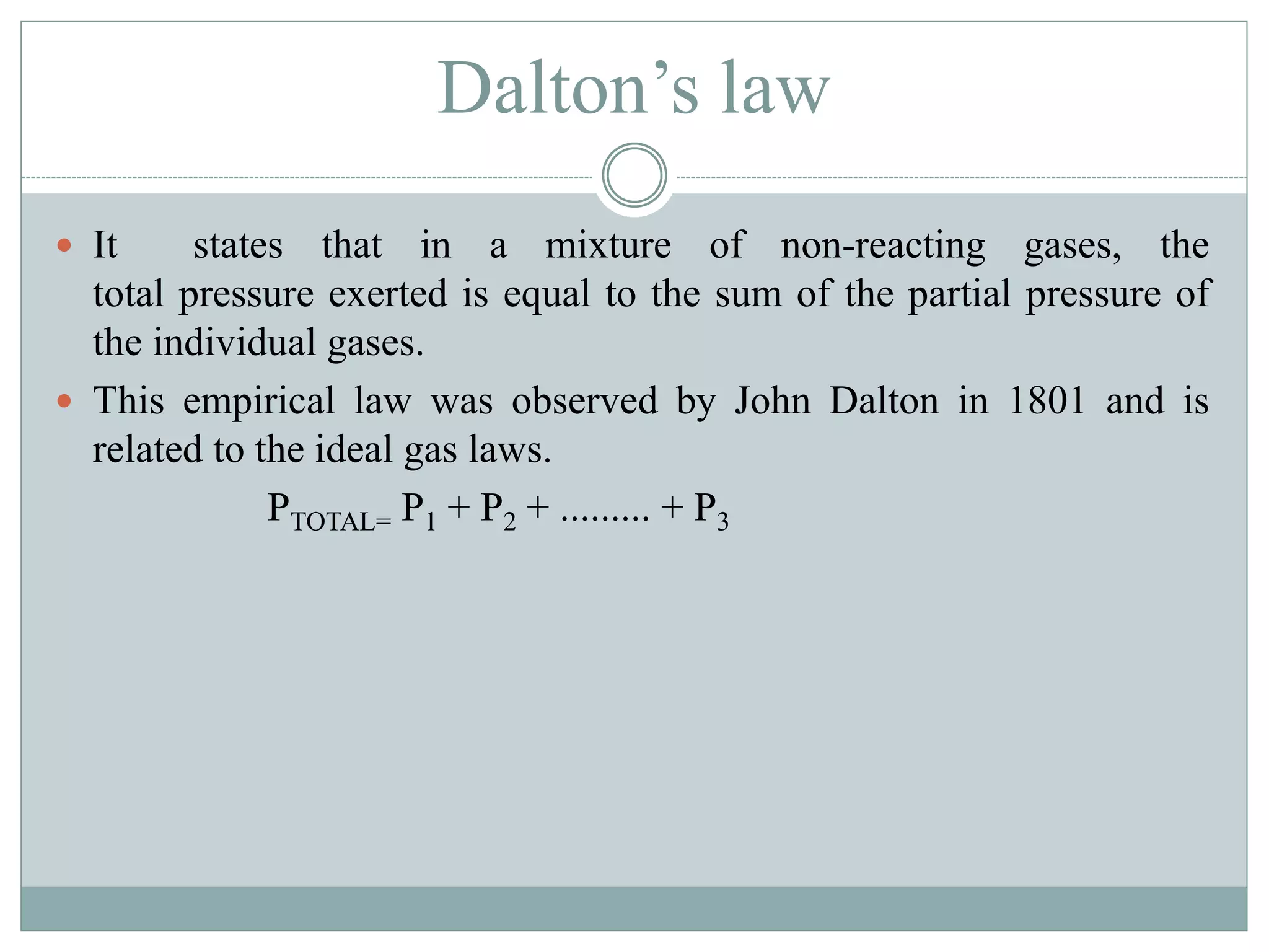 Raoult’s law , dalton’s law , concept of volatility and relative ...