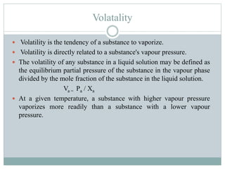 Raoult’s law , dalton’s law , concept of volatility and relative ...