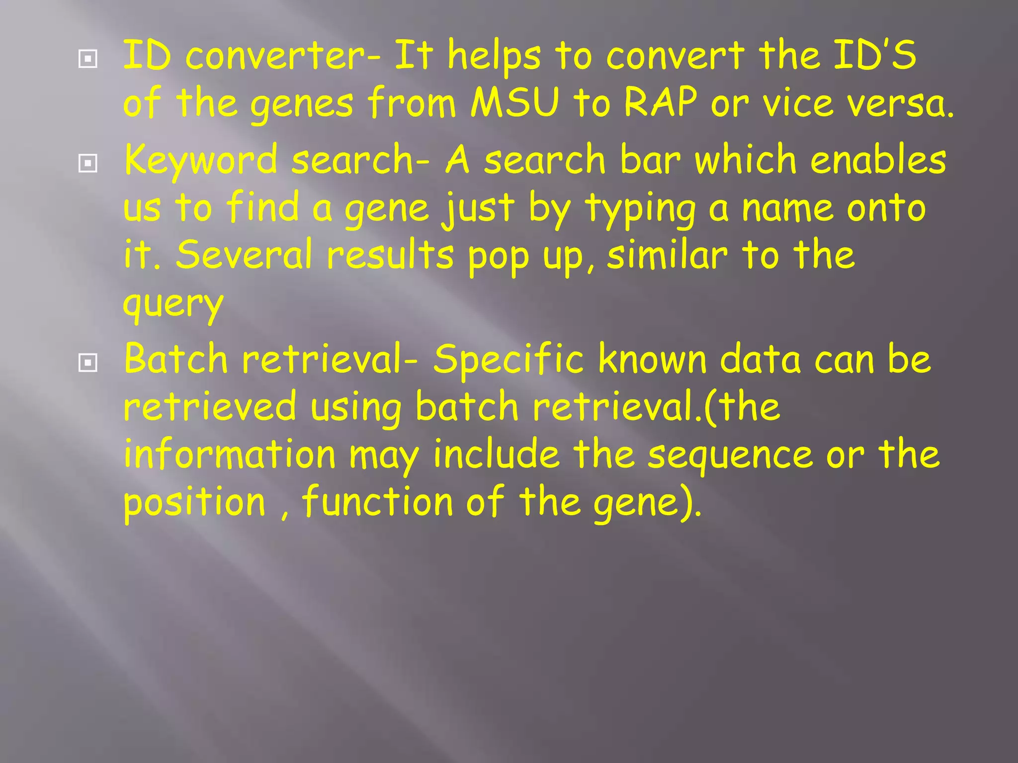 Rap db(rice annotation project data base) | PPT