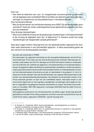 Geert Driessen et al. (2003) De ontwikkeling van jonge kinderen. Brochure | PDF