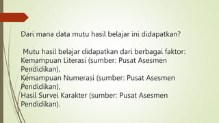RAPORT MUTU SEKOLAH DATA LAPORAN HASIL EVALUASI | PPTX