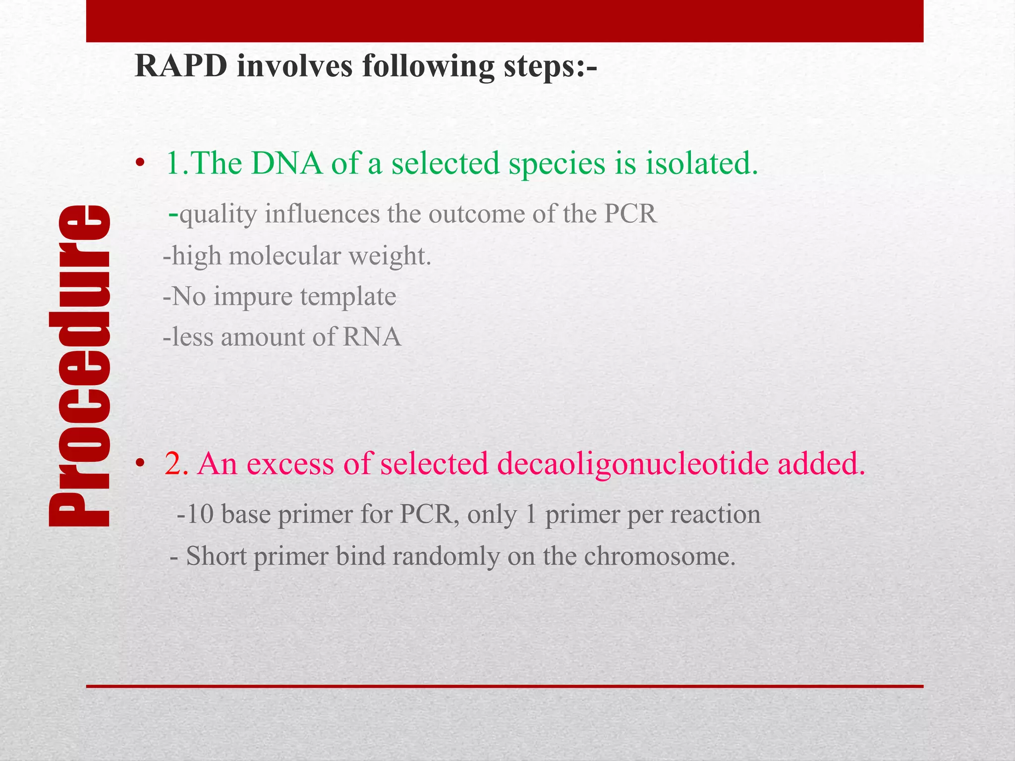 Random Amplified polymorphic DNA. RAPD | PPTX