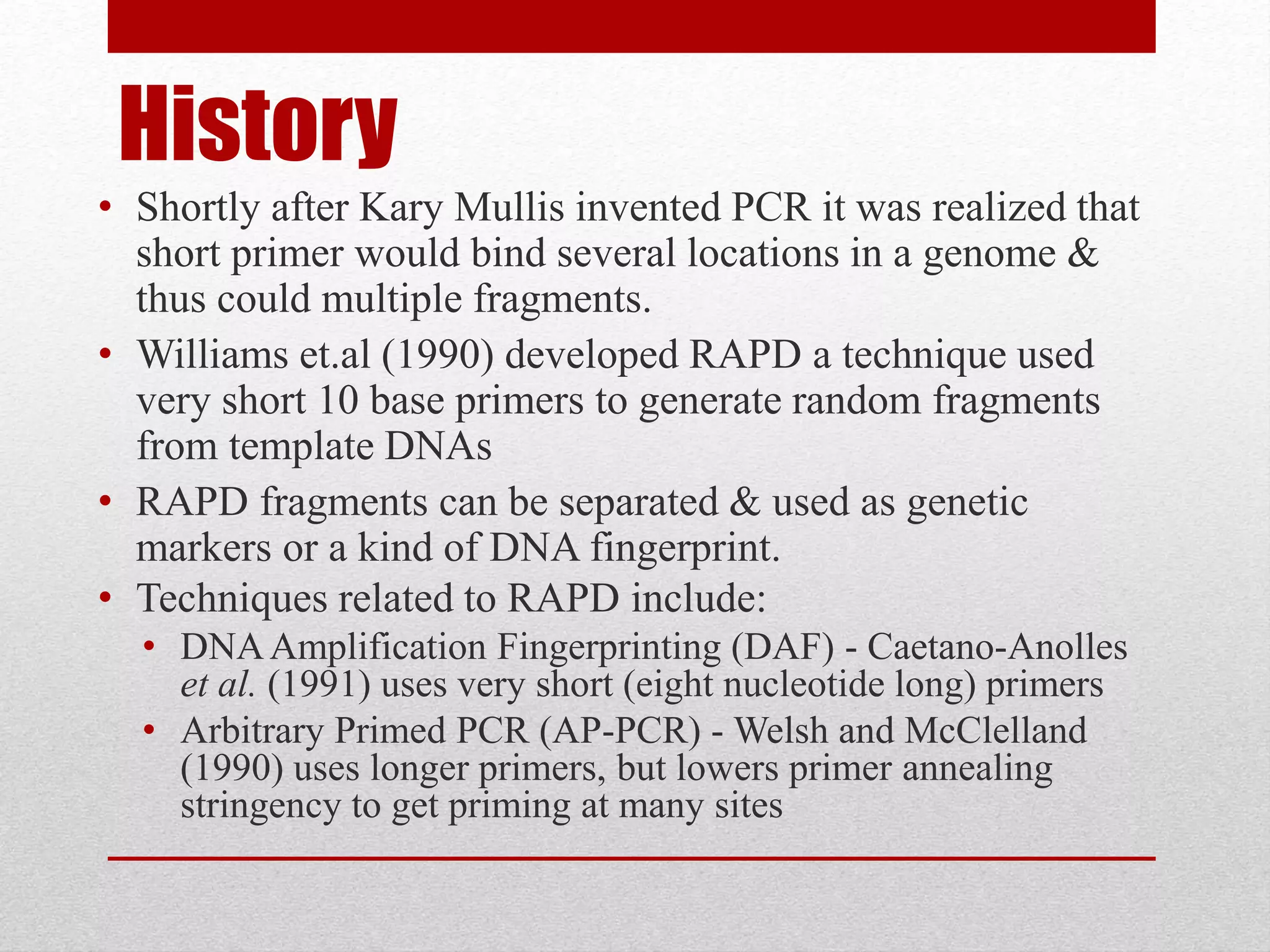 Random Amplified polymorphic DNA. RAPD | PPTX