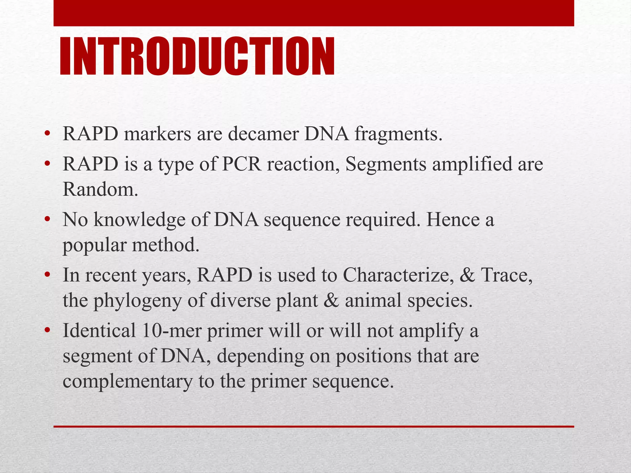 Random Amplified polymorphic DNA. RAPD | PPTX