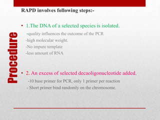 Random Amplified polymorphic DNA. RAPD | PPTX