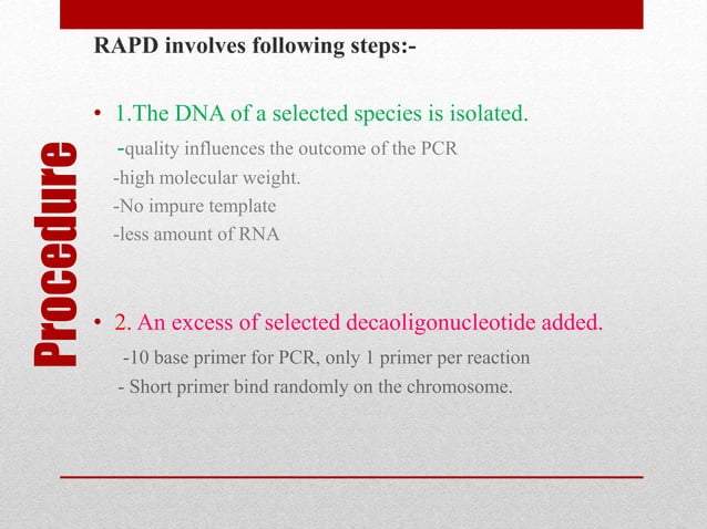 Random Amplified polymorphic DNA. RAPD | PPTX