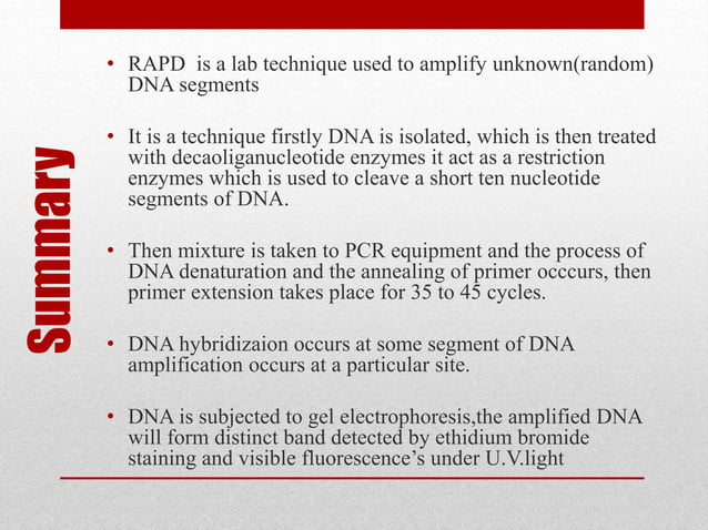 Random Amplified polymorphic DNA. RAPD | PPTX
