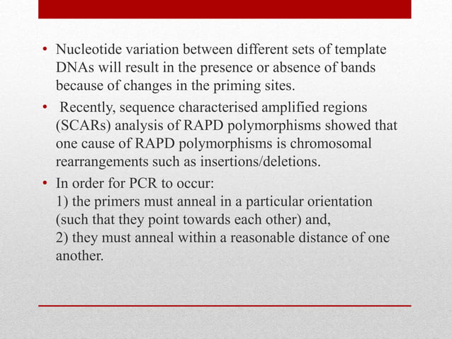 Random Amplified polymorphic DNA. RAPD | PPTX