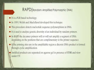 RAPD, AFLP AND RFLP ANALYSIS | PPTX | Genetics | Science