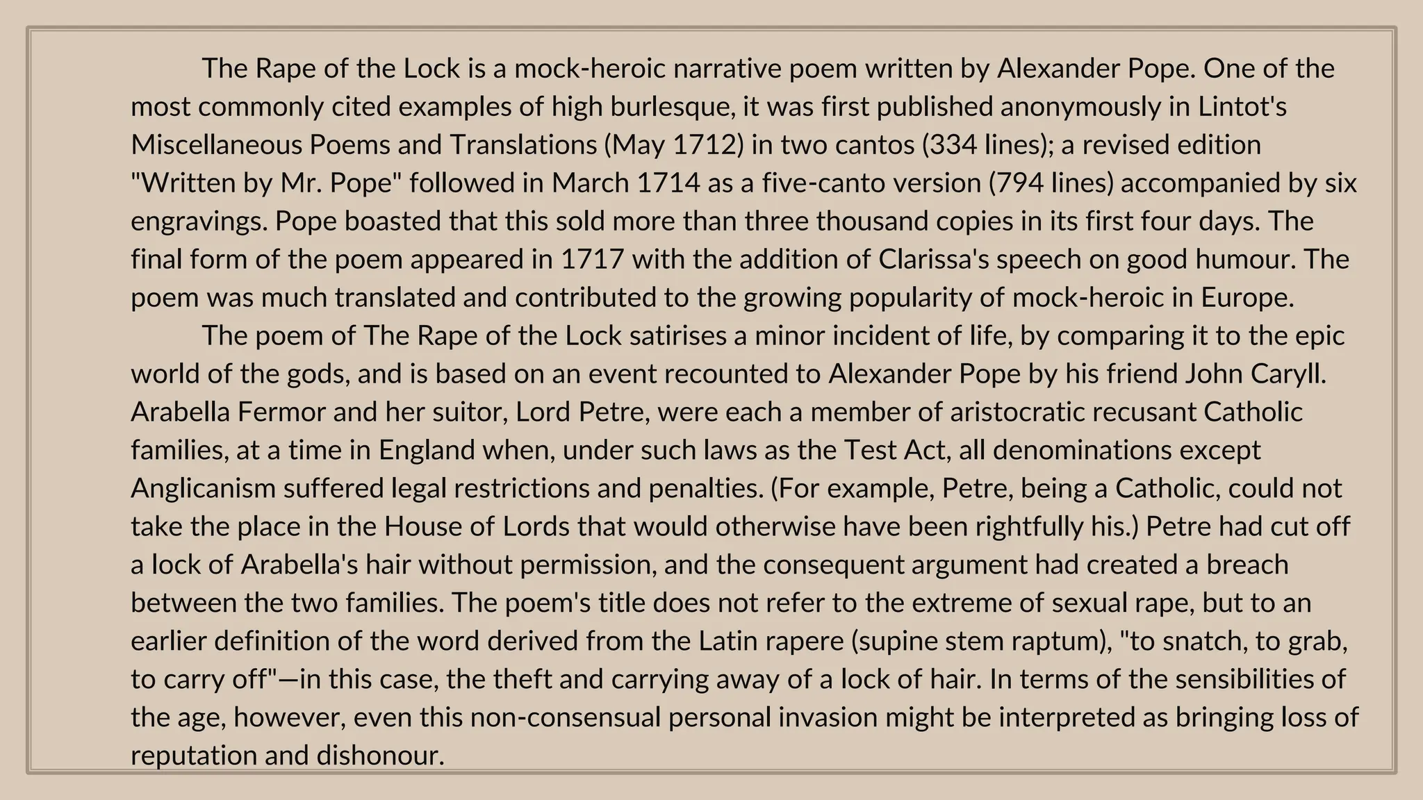 Rape of the Lock.pptx................... | PPTX