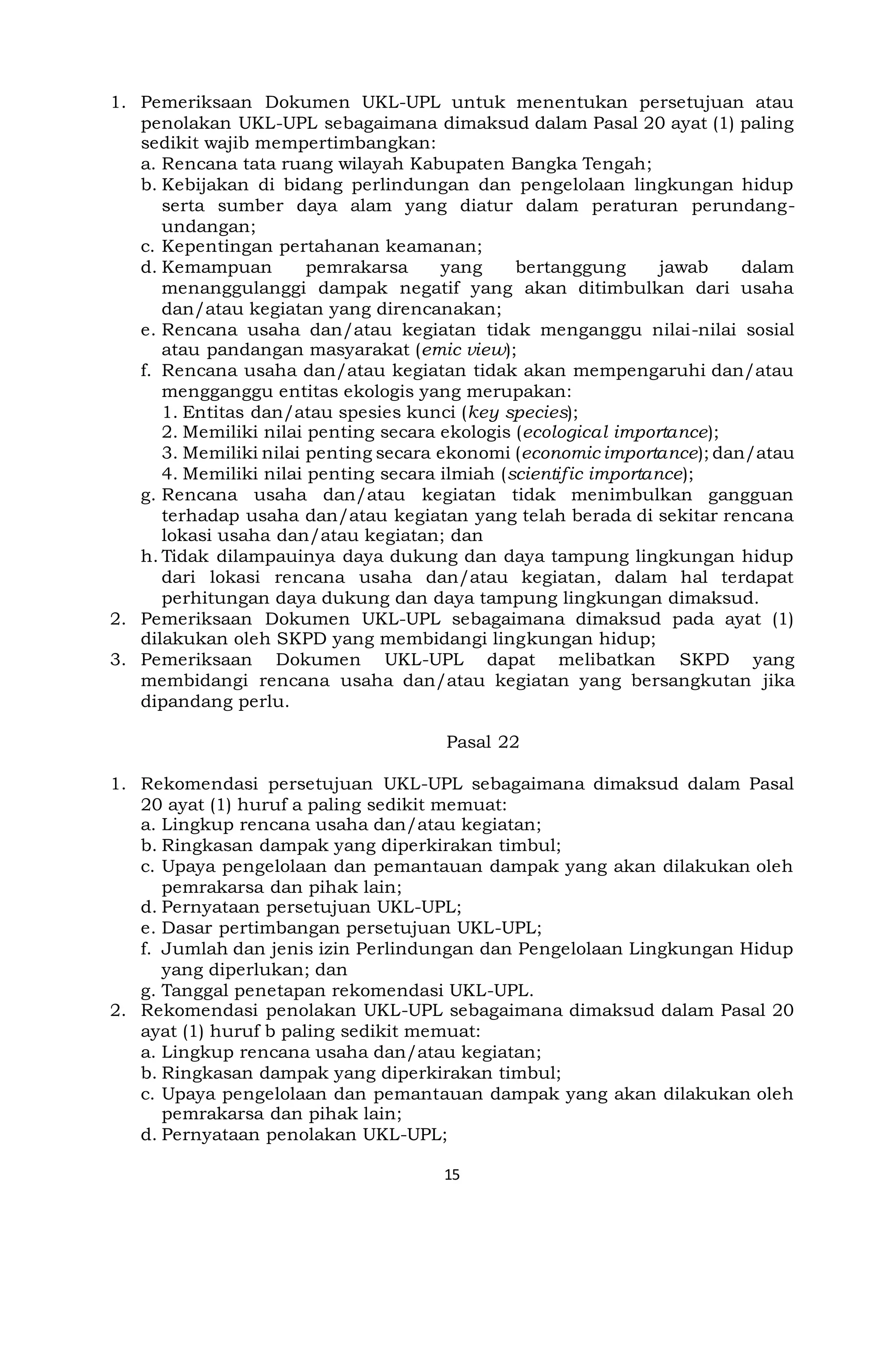 Draft Raperbup penilaian dokumen lingkungan dan izin lingkungan kabupaten bangka tengah | DOCX