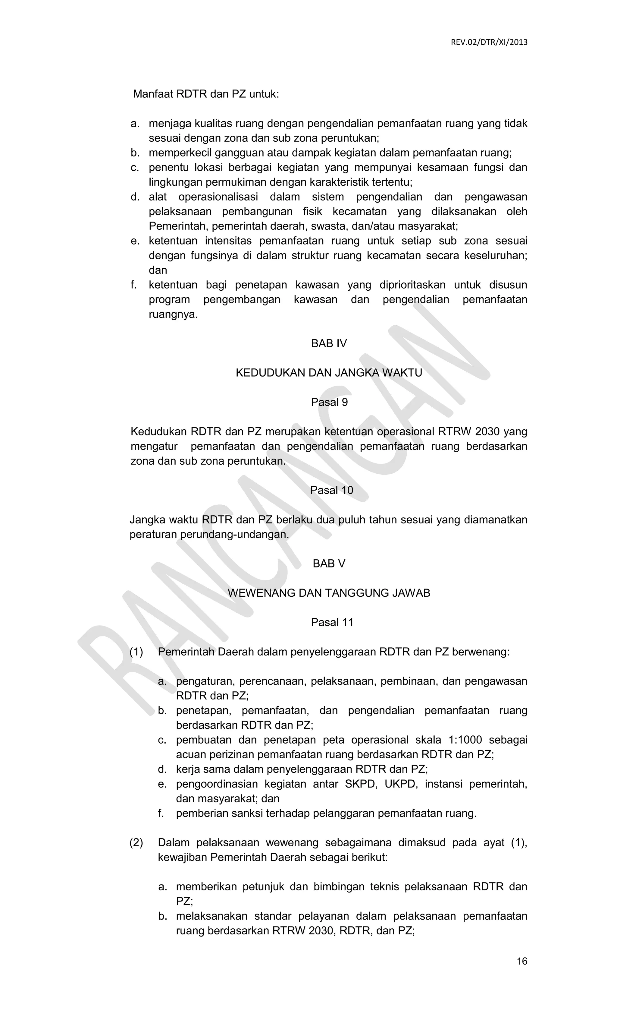 Raperda tentang RDTR dan Peraturan Zonasi Jakarta 2030 | PDF