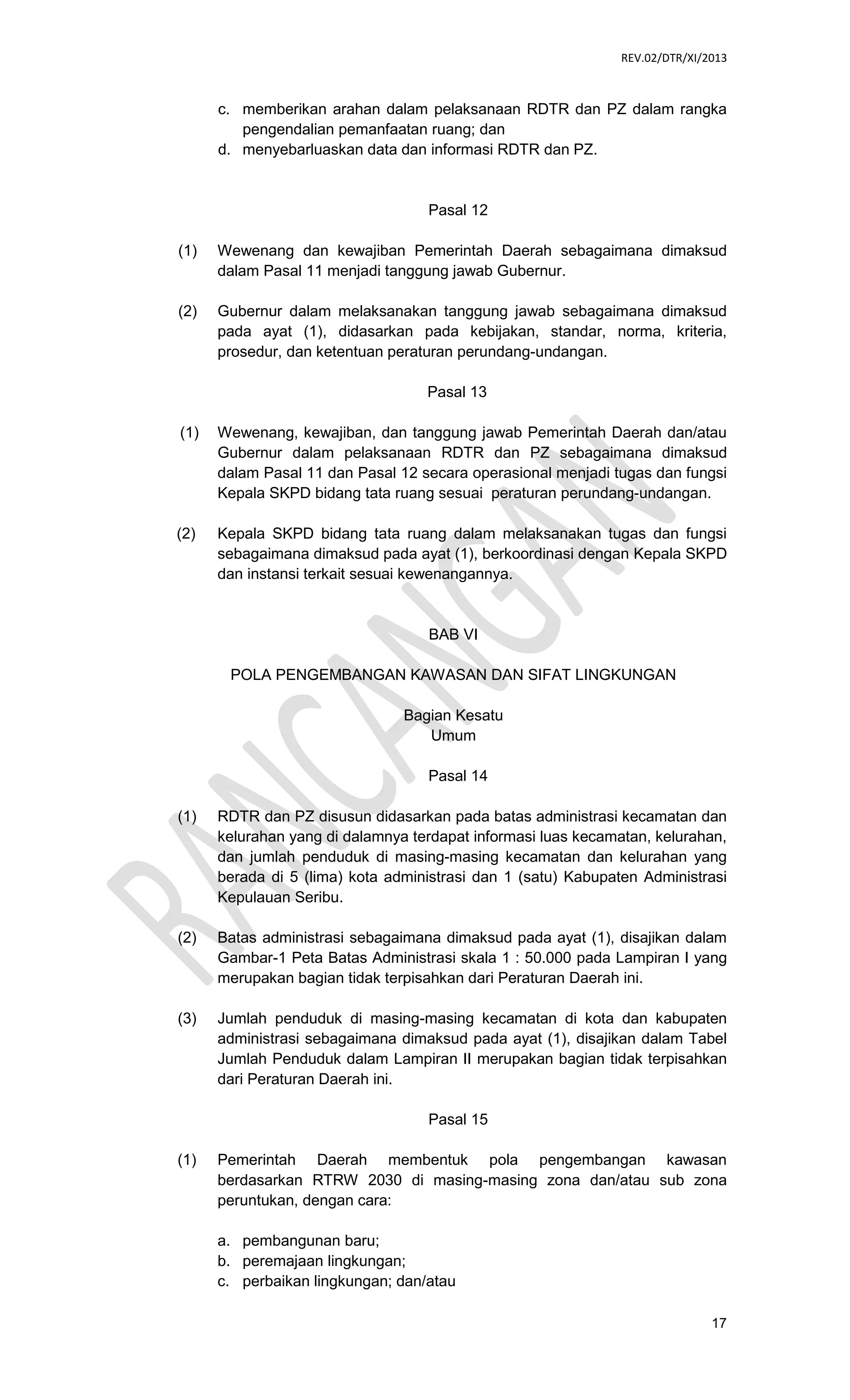 Raperda tentang RDTR dan Peraturan Zonasi Jakarta 2030 | PDF