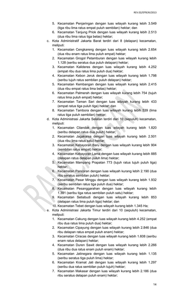 Raperda tentang RDTR dan Peraturan Zonasi Jakarta 2030 | PDF