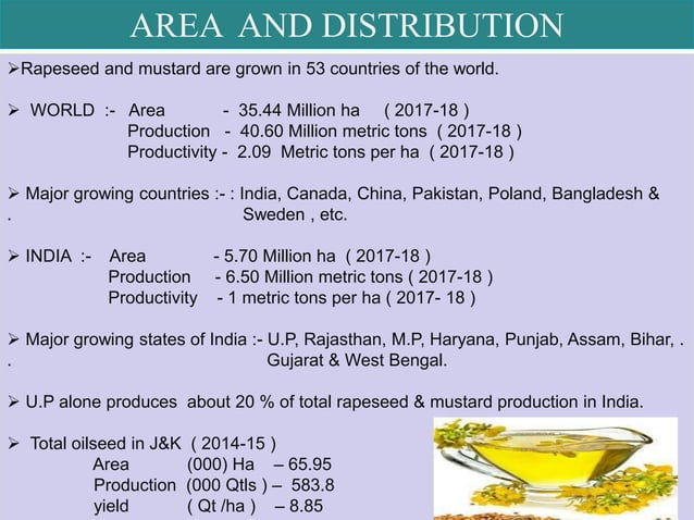 Rapeseed & Mustard ppt by Haseena Shabnam | PPTX | Agriculture | Industries