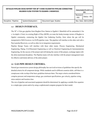 PIPELINE DESIGN, INTEGRITY AND RELIABILITY REPORT | PDF | Chemistry ...