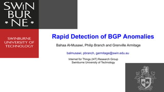 Rapid Detection of BGP Anomalies | PPT