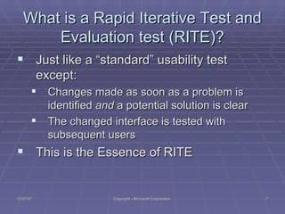 Rapid Iterative Testing and Evaluation | PPT