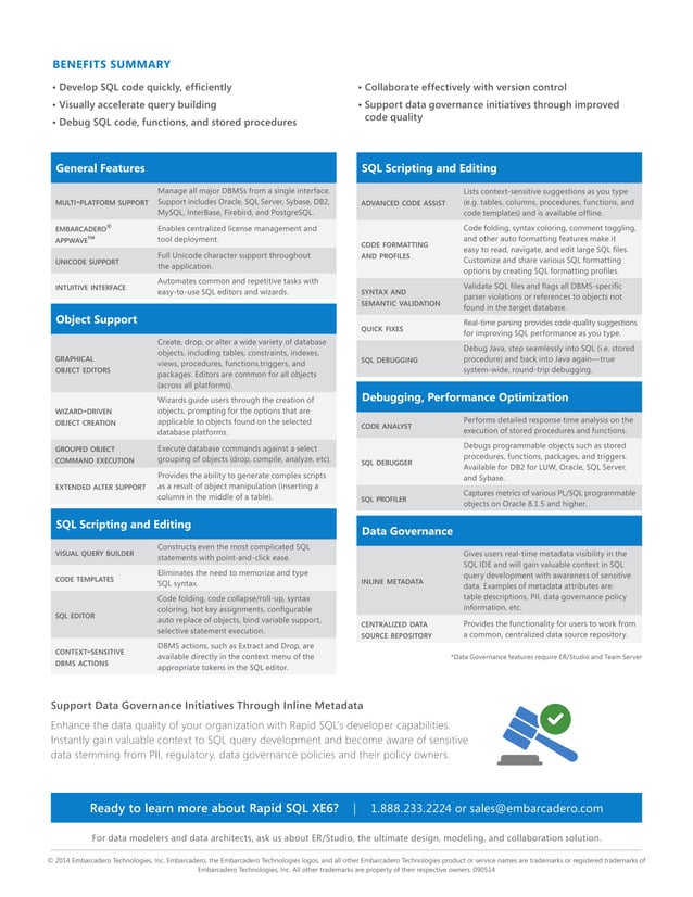 Rapid SQL Datasheet - The Intelligent IDE for SQL Development | PDF