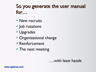 Rapid User Manual and Document generation | PPT
