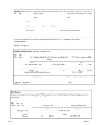 Rapidan Preliminary Information Form | PDF