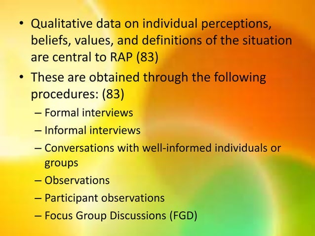 Rapid Assessment Procedures - Report by Cindy Cruz (Cabrera) | PPTX ...