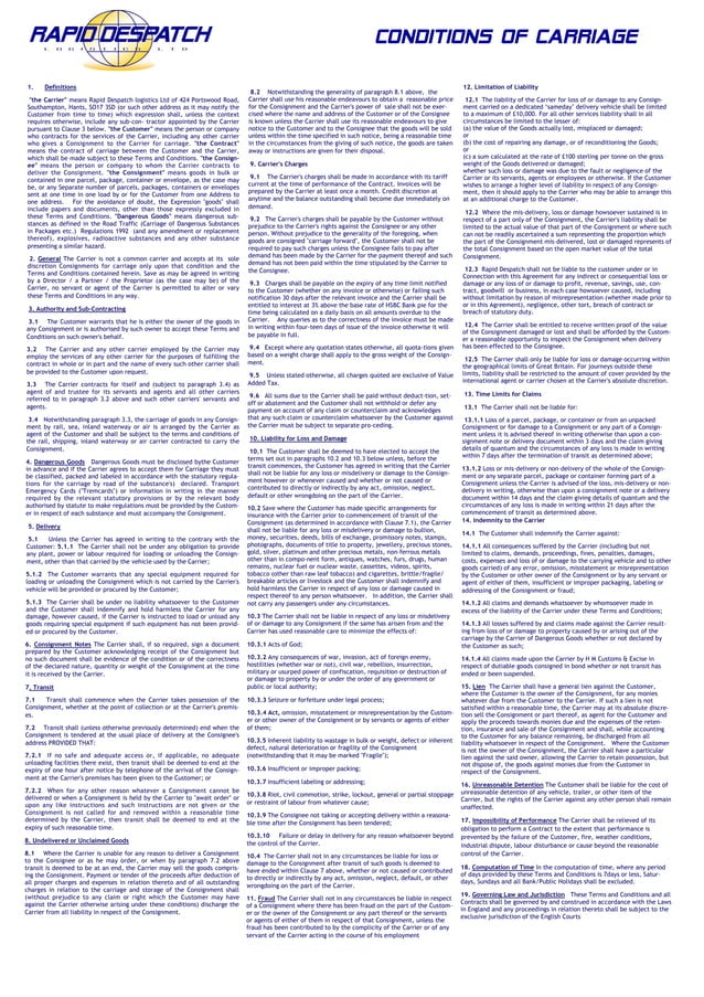 Rapid despatch conditions of carriage | PDF