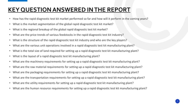 Detailed Project Report on Rapid Diagnostic Test Kit Manufacturing Unit ...