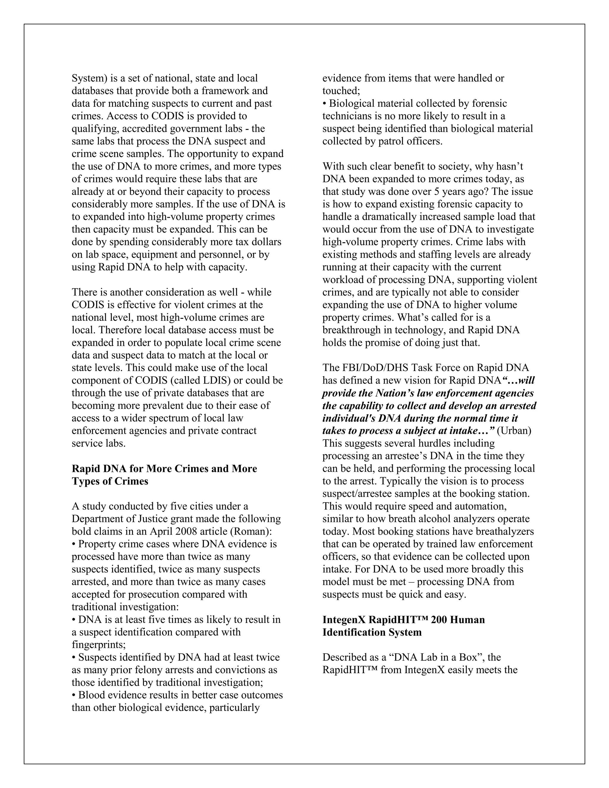 Rapid dna -_disruptive new technology for criminal justice_rbj | PDF