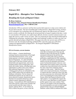 Rapid dna -_disruptive new technology for criminal justice_rbj | PDF