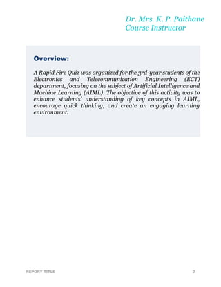 Rapid fire Quiz for AIML course of TY(ECT) students of MGMCEN | PDF