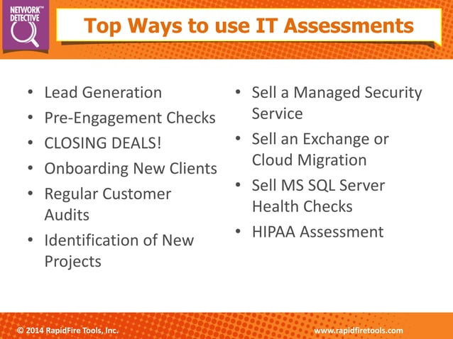 Rapid Fire Tools: Top Ways to Use IT Assessments to Win New Business ...