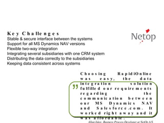 Integrating your Salesforce.com with your MS Dynamics NAV | PPT