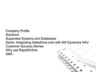 Integrating your Salesforce.com with your MS Dynamics NAV | PPT